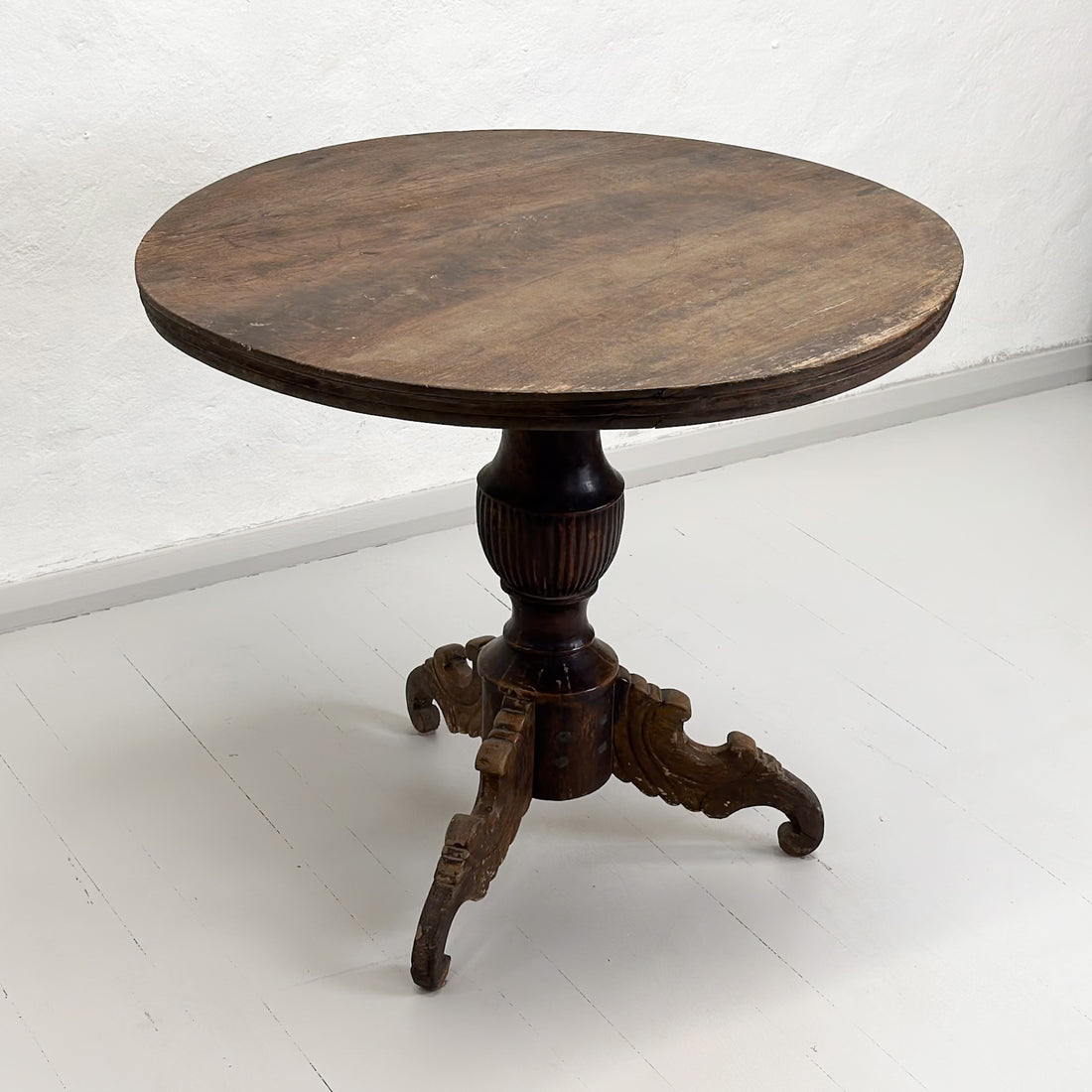 Vintage Teak Pedestal Table with Carved Leg – Orient House