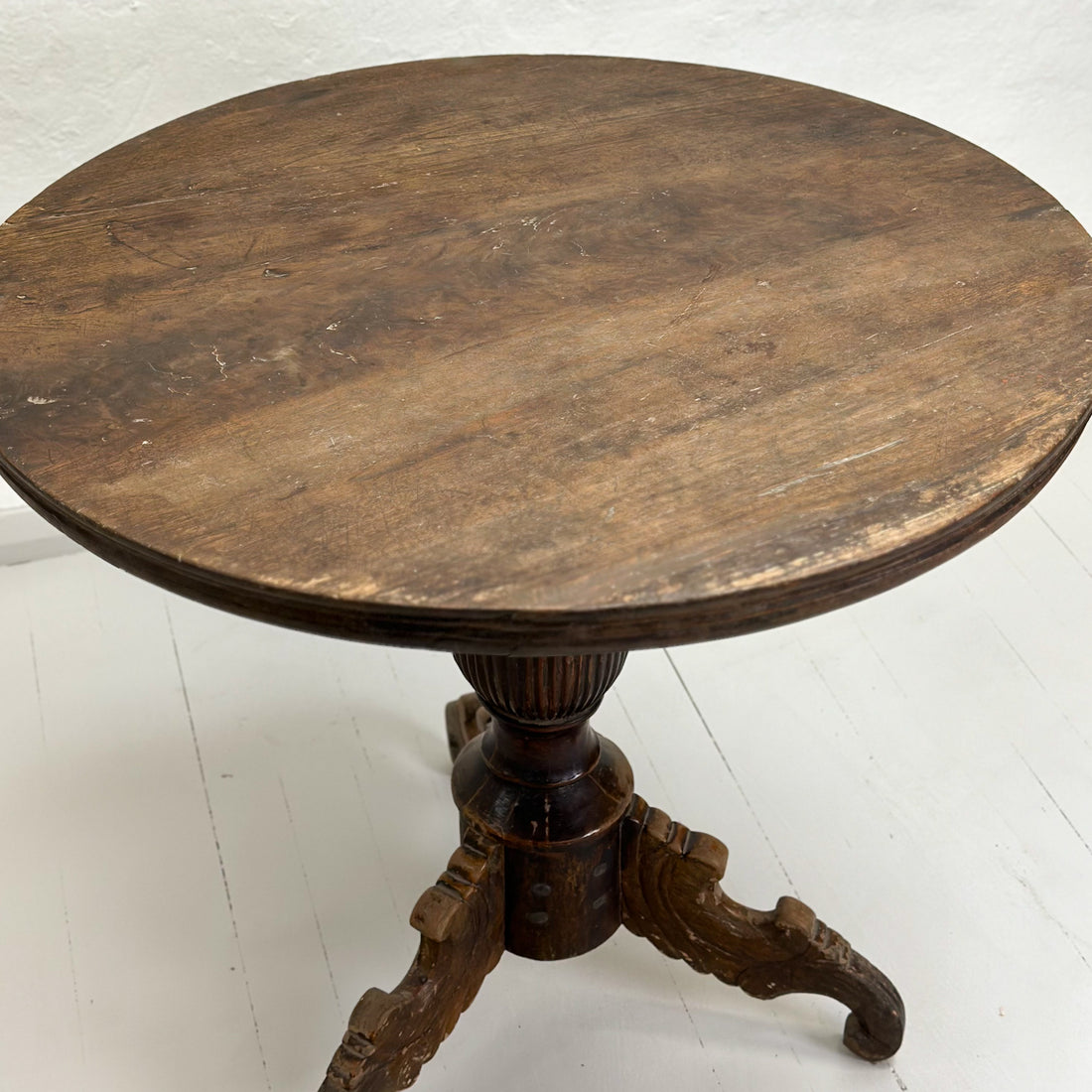 Vintage Teak Pedestal Table with Carved Leg – Orient House